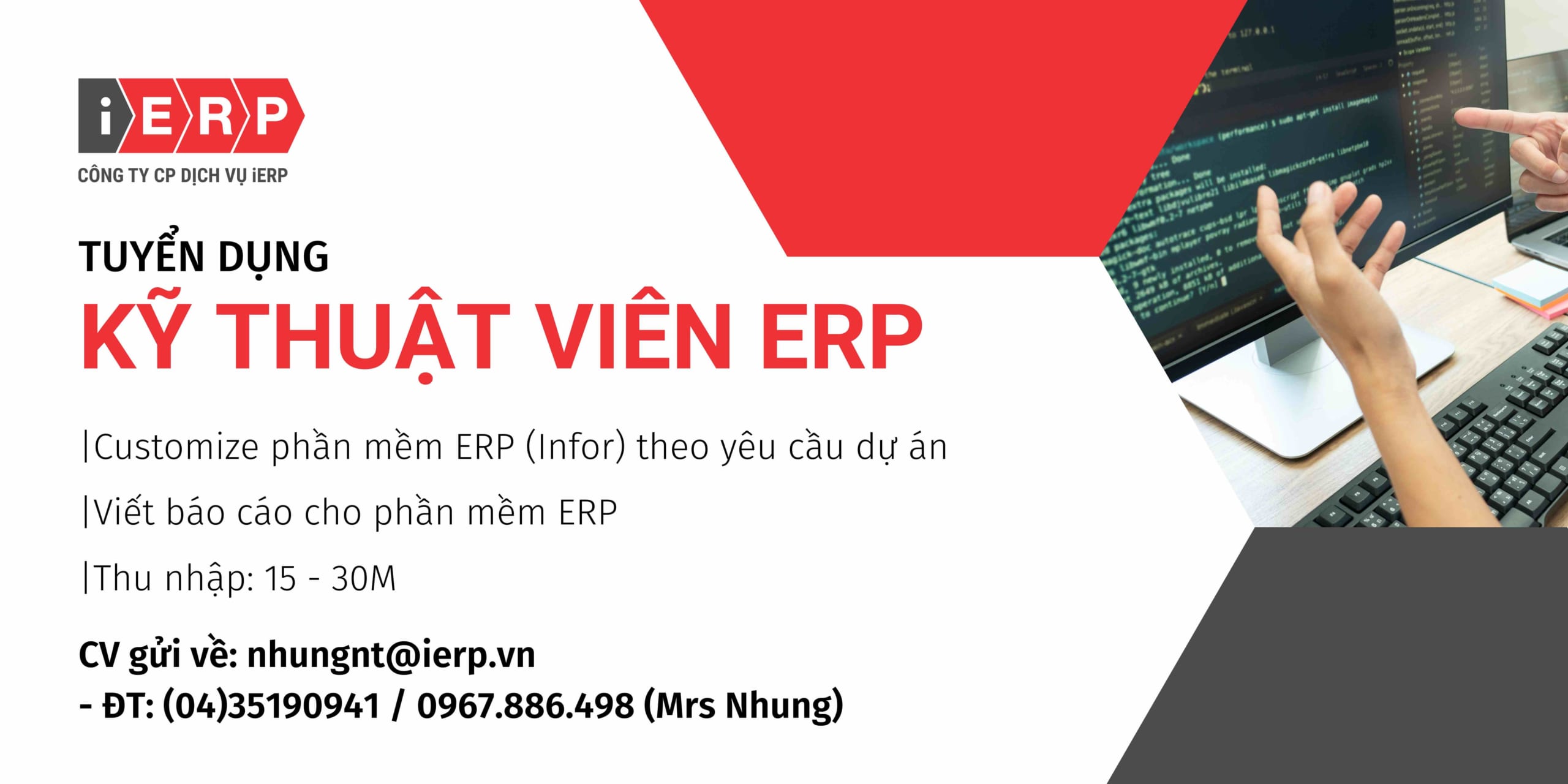 Tuyển dụng Kỹ thuật viên ERP | Công ty Cổ phần Dịch vụ iERP